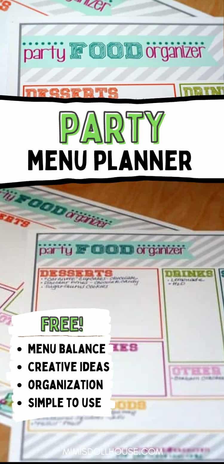 Party Planning: FREE Party Menu Organizer - Mimi's Dollhouse