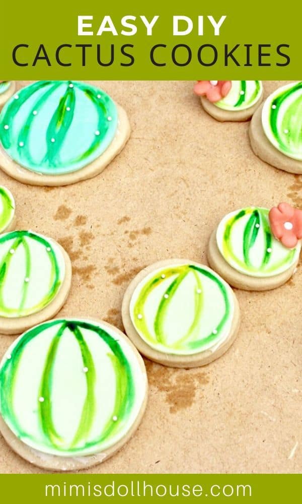 DIY Watercolor Cactus Cookies - Mimi's Dollhouse