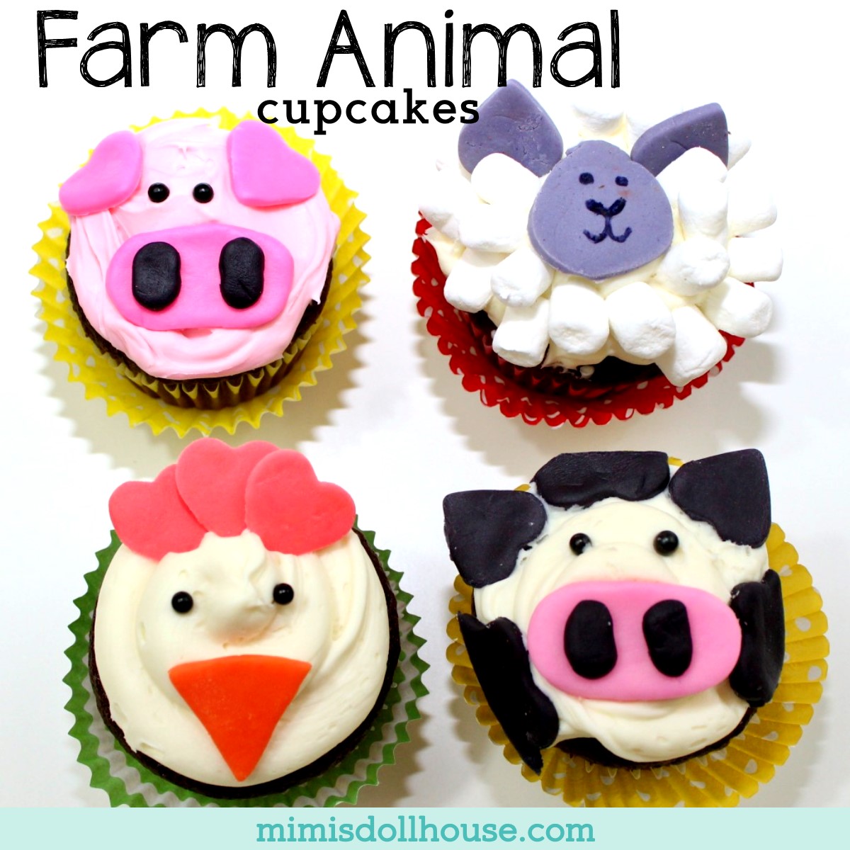 Friendly Farm Animal Cupcakes + Cookies - Mimi's Dollhouse
